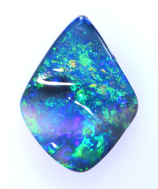 Brilliant Solid Black 2.52ct Undulated Blue/Green Opal / Free-Form Sha ...